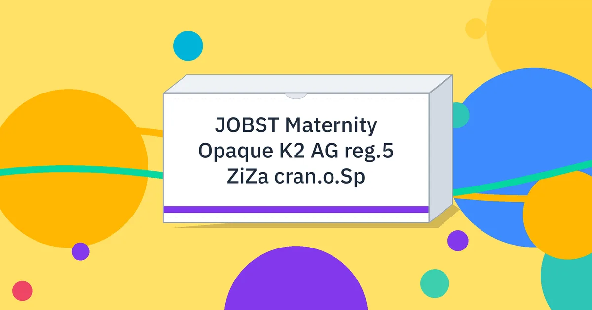 Symbolbild: Packung mit der Aufschrift JOBST Maternity Opaque K2 AG reg.5 ZiZa cran.o.Sp (PZN 15858102) – Verfügbarkeit und Bezug in Apotheken in Frankfurt am Main