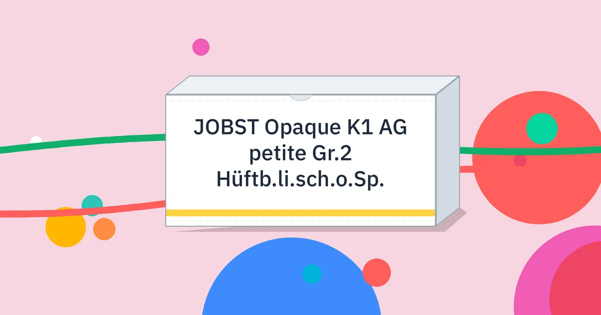 Symbolbild: Packung mit der Aufschrift JOBST Opaque K1 AG petite Gr.2 Hüftb.li.sch.o.Sp. (PZN 13098101) – Verfügbarkeit und Bezug in Apotheken in Frankfurt am Main