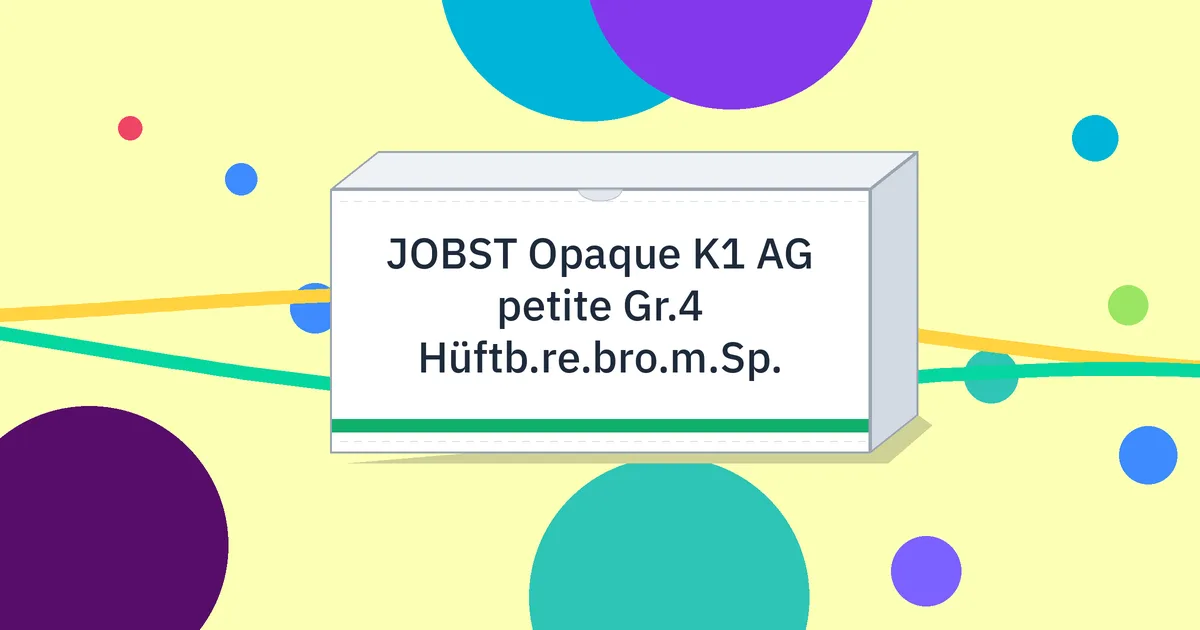 Symbolbild: Packung mit der Aufschrift JOBST Opaque K1 AG petite Gr.4 Hüftb.re.bro.m.Sp. (PZN 13098934) – Verfügbarkeit und Bezug in Apotheken in Frankfurt am Main