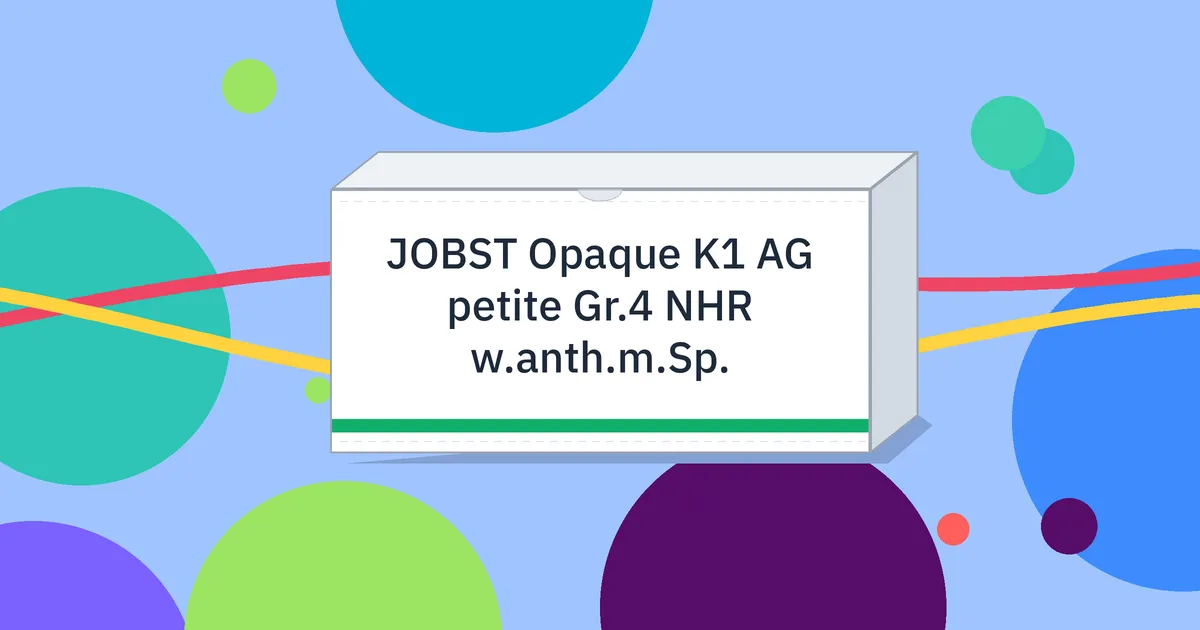 Symbolbild: Packung mit der Aufschrift JOBST Opaque K1 AG petite Gr.4 NHR w.anth.m.Sp. (PZN 16268354) – Verfügbarkeit und Bezug in Apotheken in Frankfurt am Main