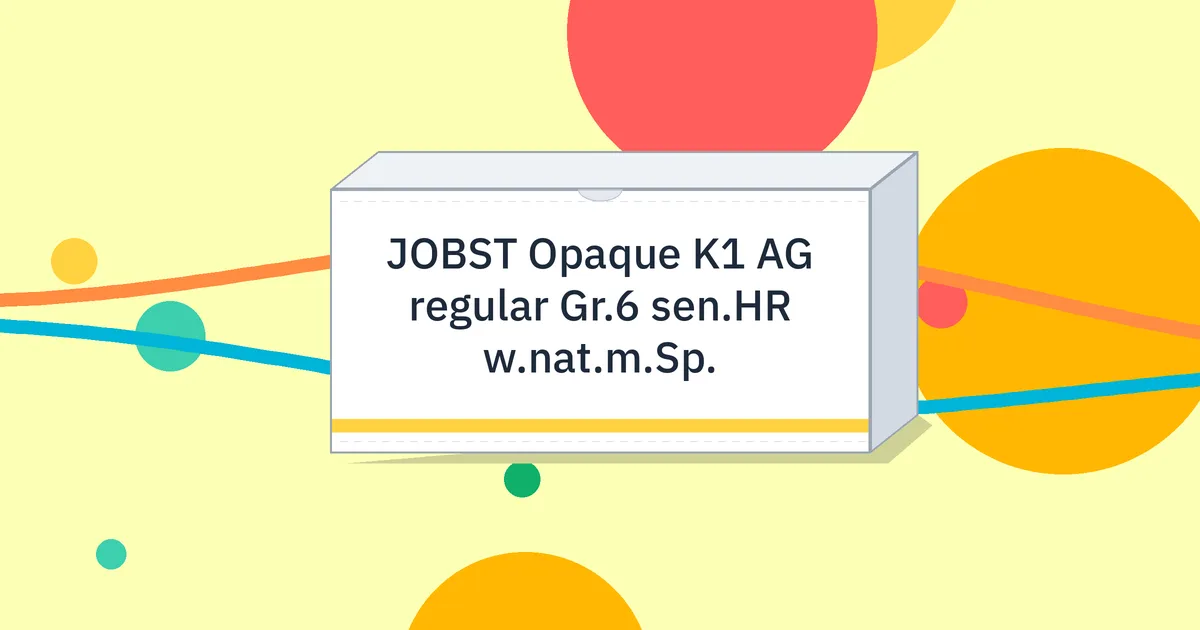 Symbolbild: Packung mit der Aufschrift JOBST Opaque K1 AG regular Gr.6 sen.HR w.nat.m.Sp. (PZN 13093227) – Verfügbarkeit und Bezug in Apotheken in Frankfurt am Main