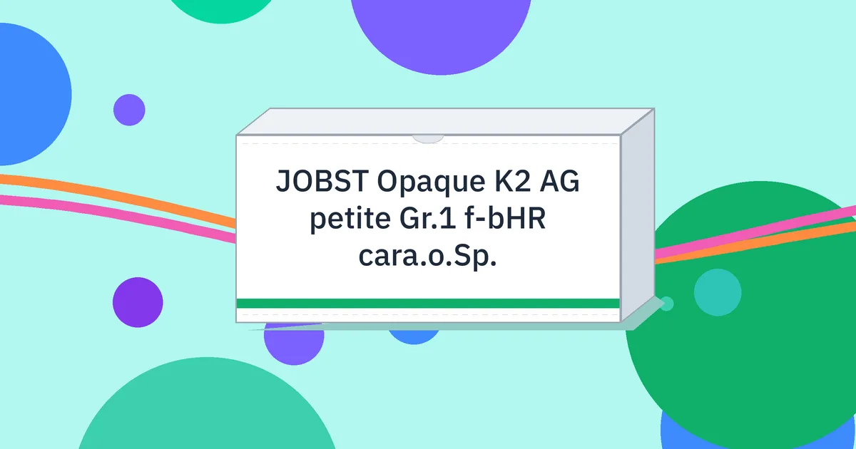 Symbolbild: Packung mit der Aufschrift JOBST Opaque K2 AG petite Gr.1 f-bHR cara.o.Sp. (PZN 11254726) – Verfügbarkeit und Bezug in Apotheken in Frankfurt am Main