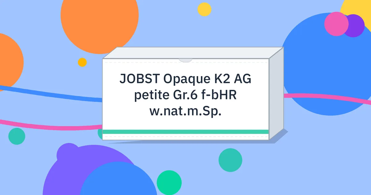 Symbolbild: Packung mit der Aufschrift JOBST Opaque K2 AG petite Gr.6 f-bHR w.nat.m.Sp. (PZN 11255737) – Verfügbarkeit und Bezug in Apotheken in Frankfurt am Main