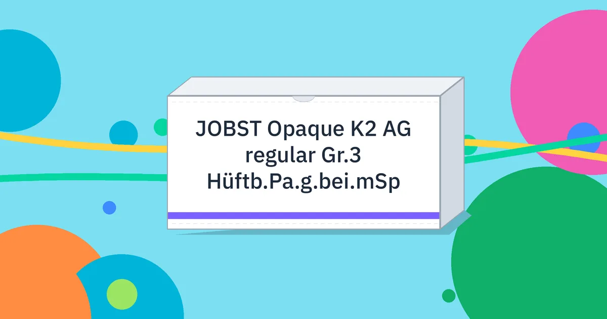 Symbolbild: Packung mit der Aufschrift JOBST Opaque K2 AG regular Gr.3 Hüftb.Pa.g.bei.mSp (PZN 16286926) – Verfügbarkeit und Bezug in Apotheken in Frankfurt am Main