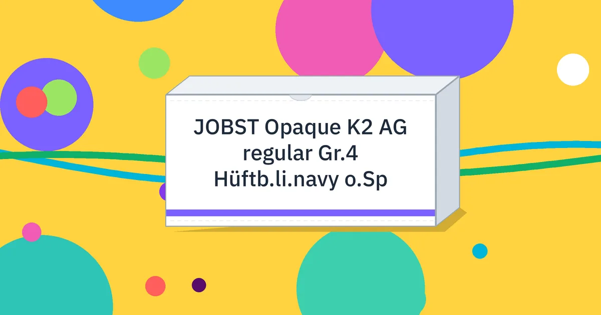 Symbolbild: Packung mit der Aufschrift JOBST Opaque K2 AG regular Gr.4 Hüftb.li.navy o.Sp (PZN 13116141) – Verfügbarkeit und Bezug in Apotheken in Frankfurt am Main