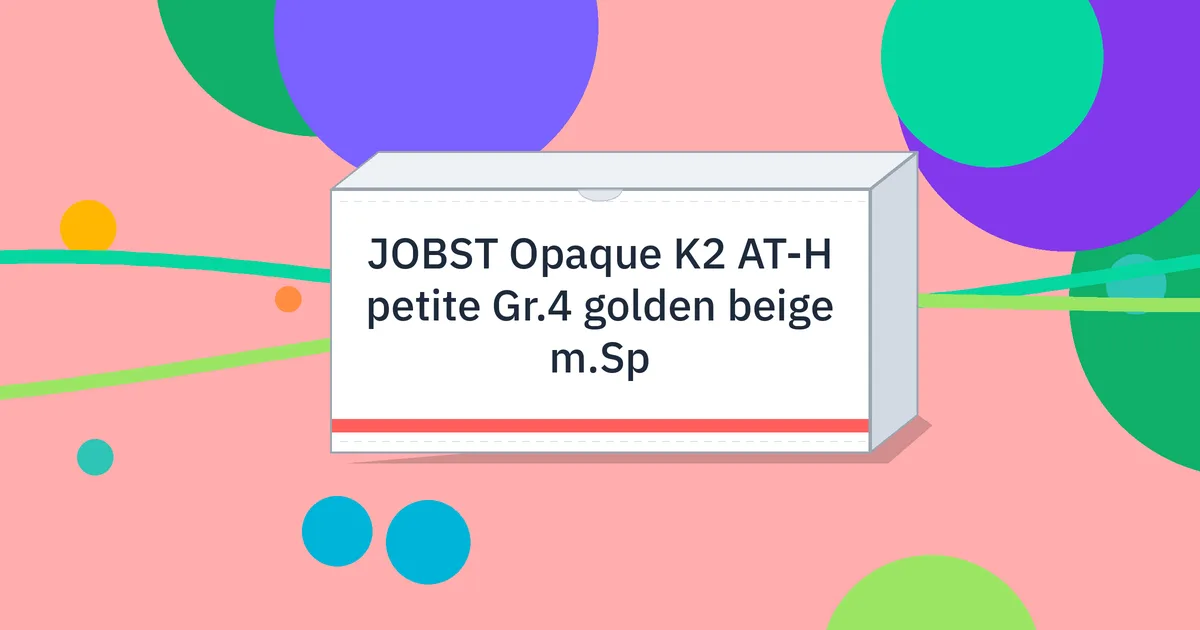 Symbolbild: Packung mit der Aufschrift JOBST Opaque K2 AT-H petite Gr.4 golden beige m.Sp (PZN 16291028) – Verfügbarkeit und Bezug in Apotheken in Frankfurt am Main