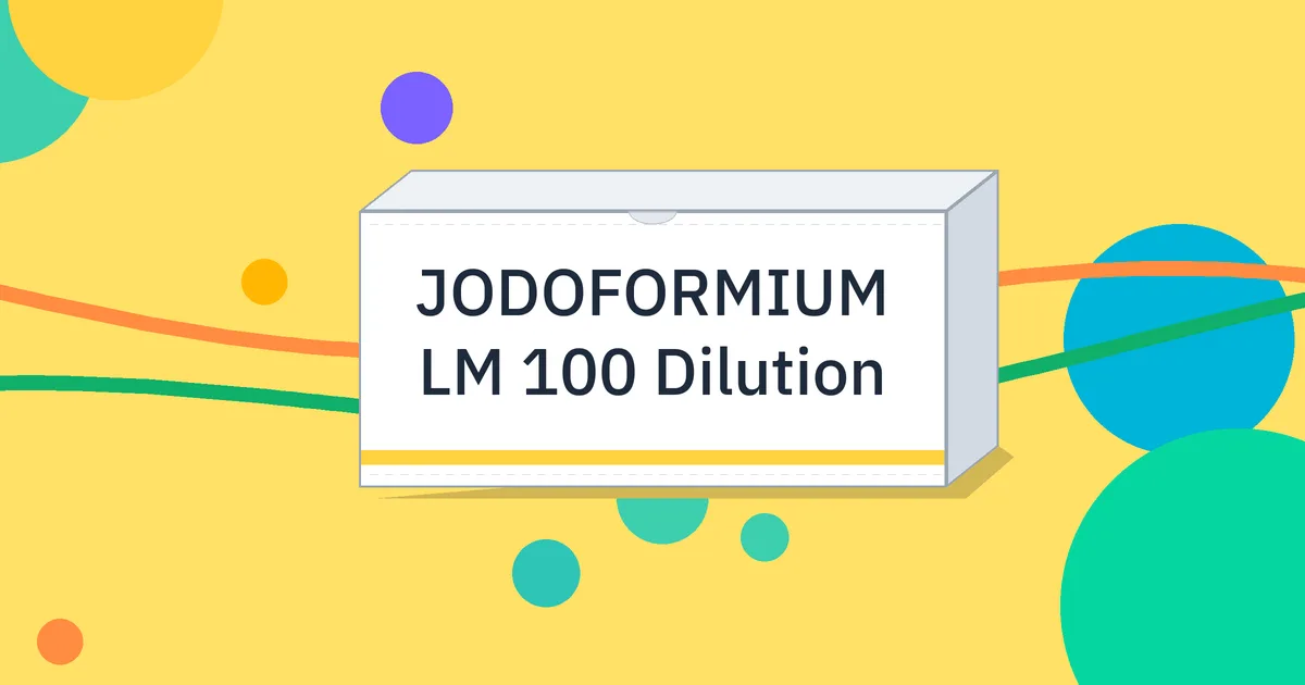 Symbolbild: Packung mit der Aufschrift JODOFORMIUM LM 100 Dilution (PZN 13563526) – Verfügbarkeit und Bezug in Apotheken in Frankfurt am Main