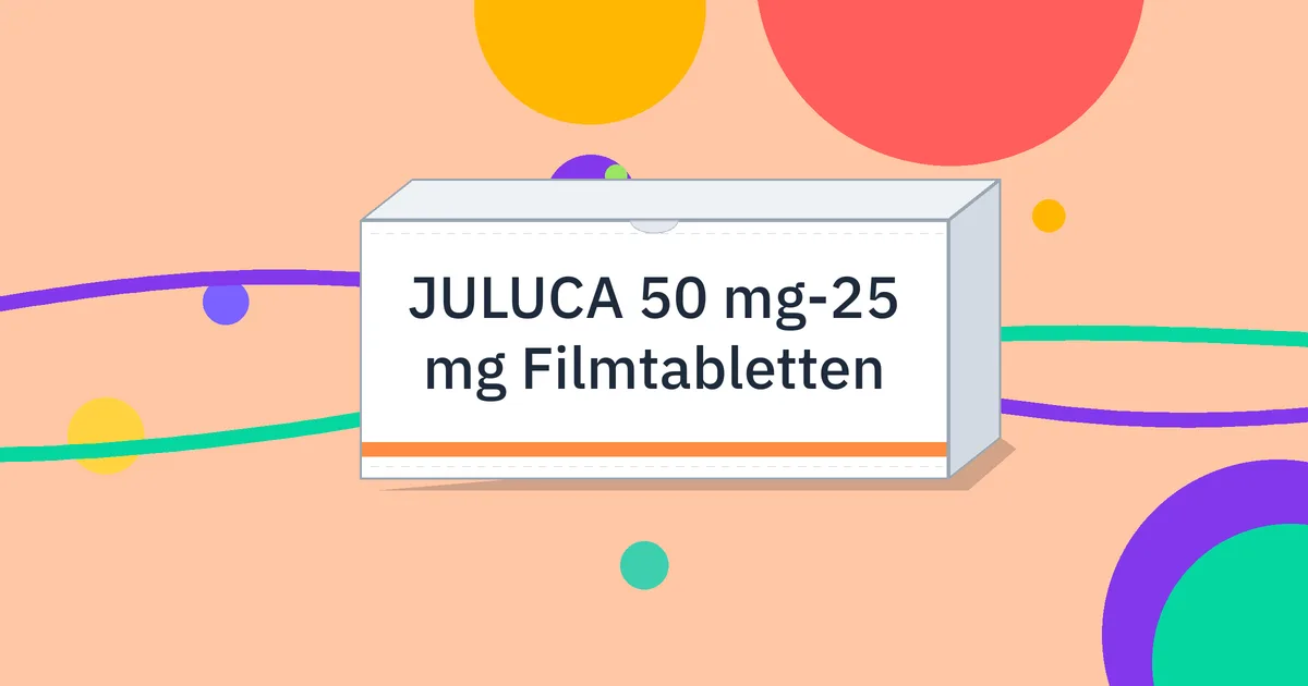 Symbolbild: Packung mit der Aufschrift JULUCA 50 mg-25 mg Filmtabletten (PZN 17198242) – Verfügbarkeit und Bezug in Apotheken in Frankfurt am Main