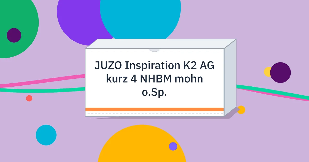 Symbolbild: Packung mit der Aufschrift JUZO Inspiration K2 AG kurz 4 NHBM mohn o.Sp. (PZN 14922105) – Verfügbarkeit und Bezug in Apotheken in Frankfurt am Main