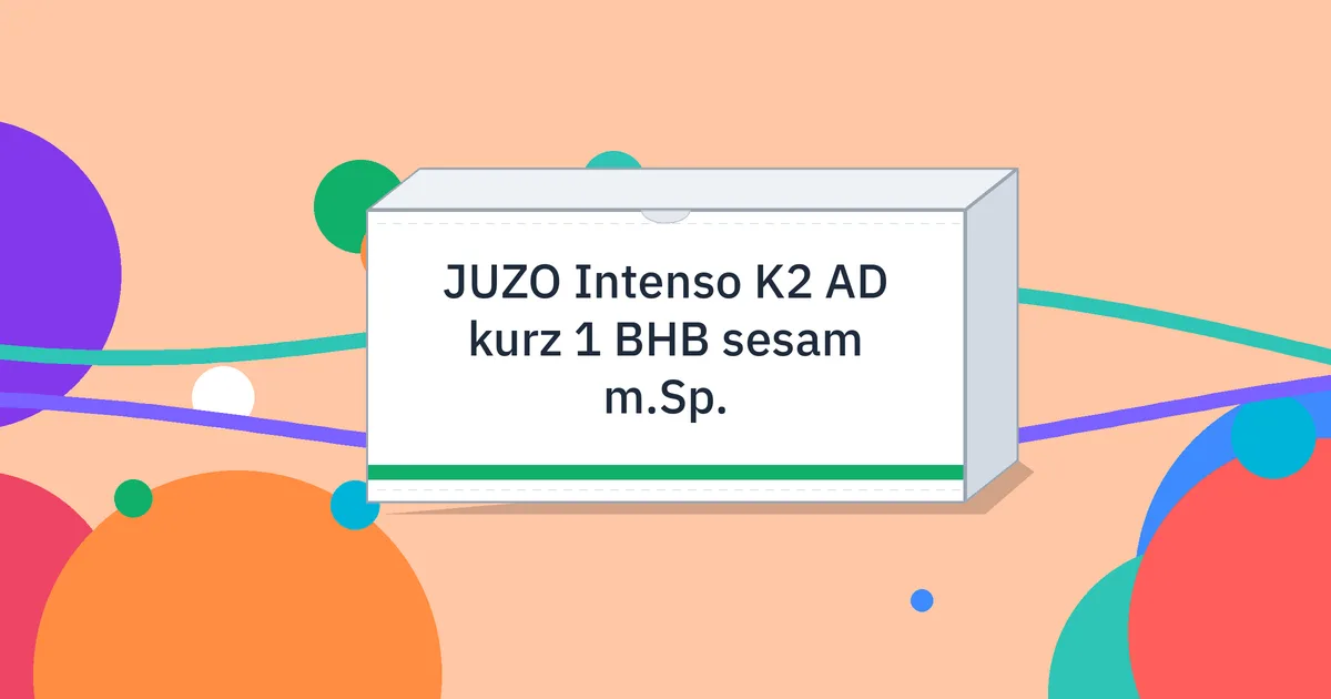 Symbolbild: Packung mit der Aufschrift JUZO Intenso K2 AD kurz 1 BHB sesam m.Sp. (PZN 18614464) – Verfügbarkeit und Bezug in Apotheken in Frankfurt am Main