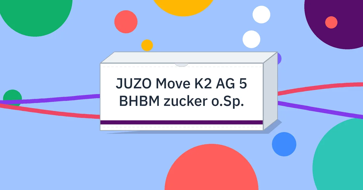Symbolbild: Packung mit der Aufschrift JUZO Move K2 AG 5 BHBM zucker o.Sp. (PZN 18526553) – Verfügbarkeit und Bezug in Apotheken in Frankfurt am Main