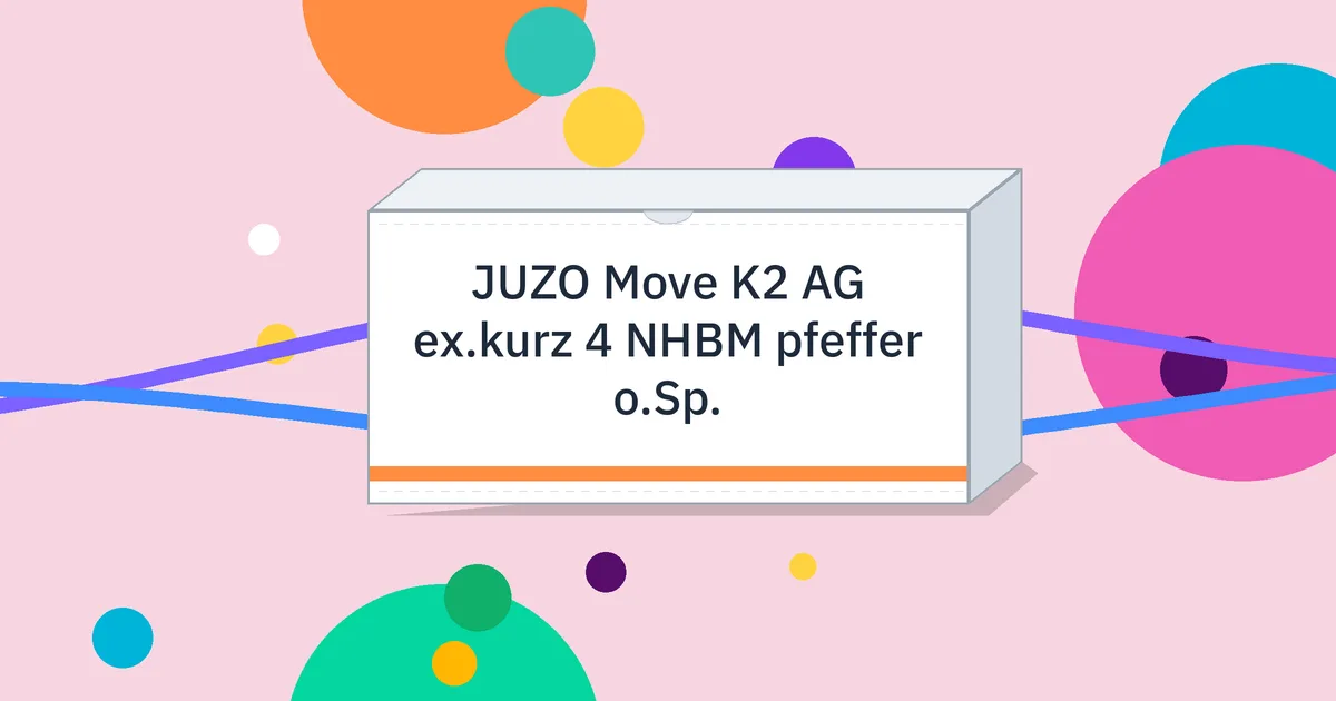 Symbolbild: Packung mit der Aufschrift JUZO Move K2 AG ex.kurz 4 NHBM pfeffer o.Sp. (PZN 16643042) – Verfügbarkeit und Bezug in Apotheken in Frankfurt am Main