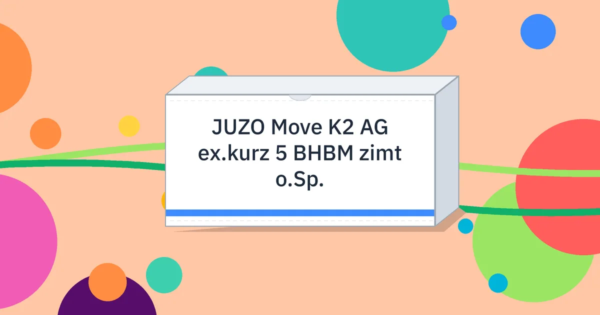 Symbolbild: Packung mit der Aufschrift JUZO Move K2 AG ex.kurz 5 BHBM zimt o.Sp. (PZN 18534529) – Verfügbarkeit und Bezug in Apotheken in Frankfurt am Main