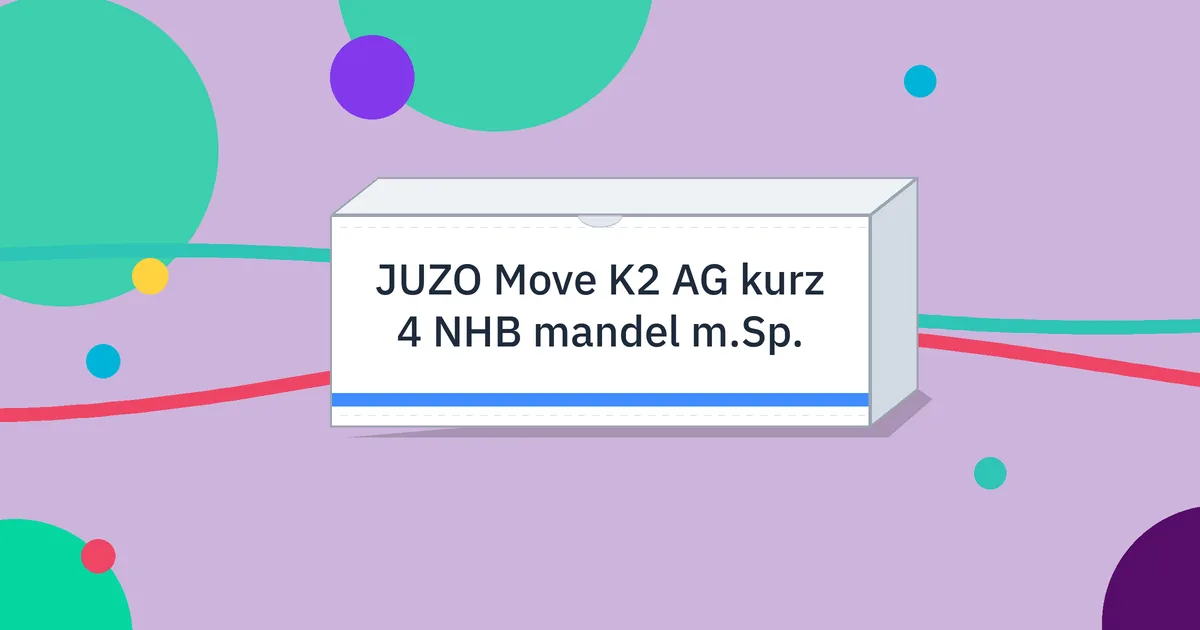 Symbolbild: Packung mit der Aufschrift JUZO Move K2 AG kurz 4 NHB mandel m.Sp. (PZN 16637194) – Verfügbarkeit und Bezug in Apotheken in Frankfurt am Main