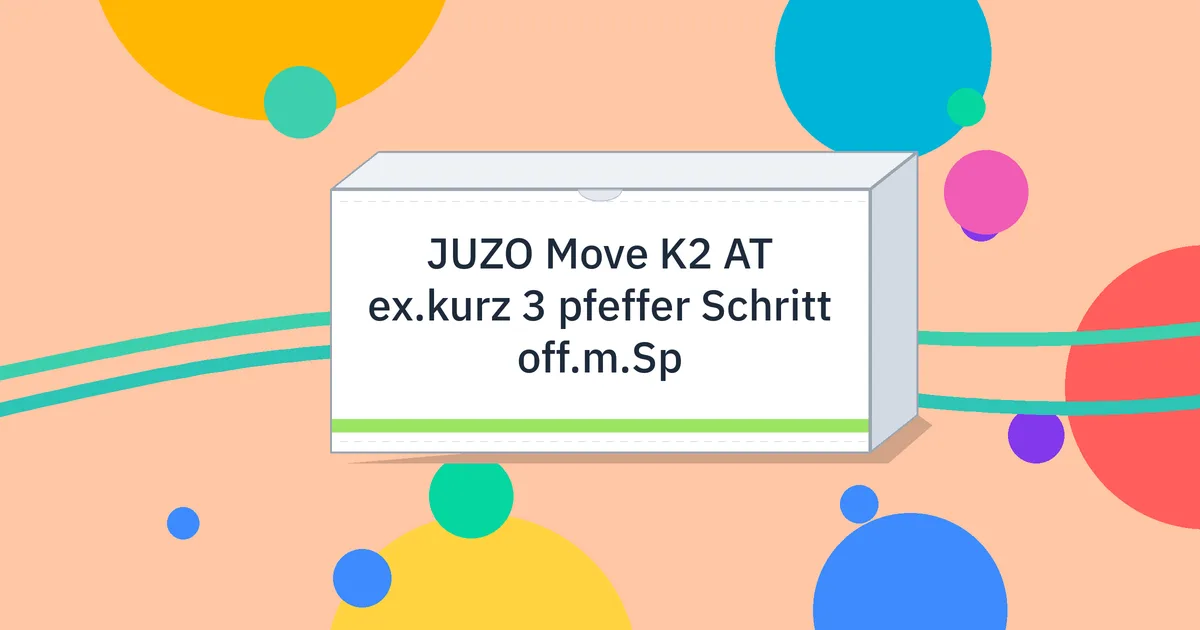 Symbolbild: Packung mit der Aufschrift JUZO Move K2 AT ex.kurz 3 pfeffer Schritt off.m.Sp (PZN 20671110) – Verfügbarkeit und Bezug in Apotheken in Frankfurt am Main