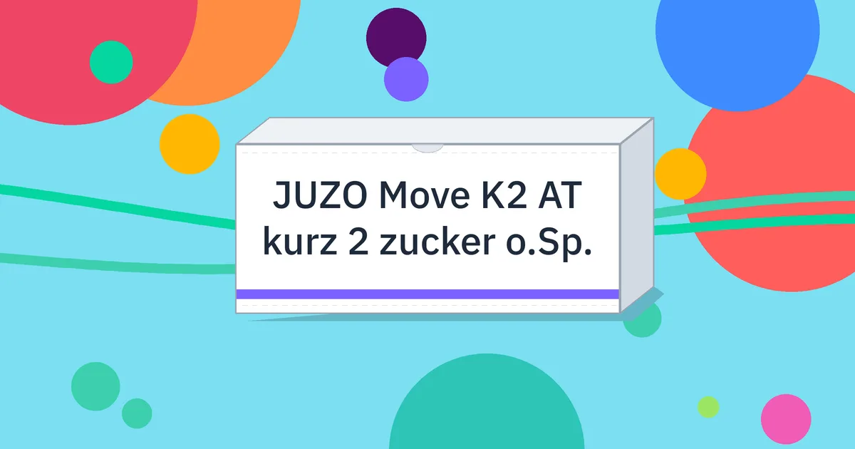 Symbolbild: Packung mit der Aufschrift JUZO Move K2 AT kurz 2 zucker o.Sp. (PZN 20675148) – Verfügbarkeit und Bezug in Apotheken in Frankfurt am Main