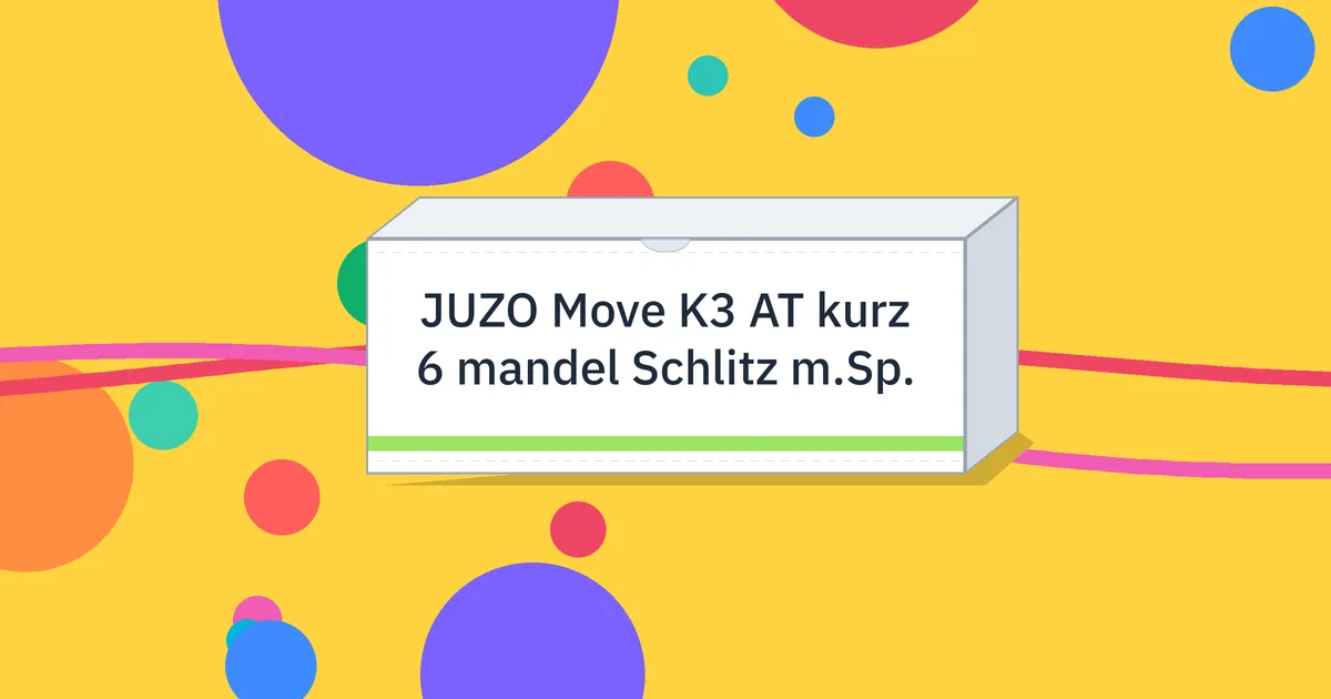 Symbolbild: Packung mit der Aufschrift JUZO Move K3 AT kurz 6 mandel Schlitz m.Sp. (PZN 20684331) – Verfügbarkeit und Bezug in Apotheken in Frankfurt am Main
