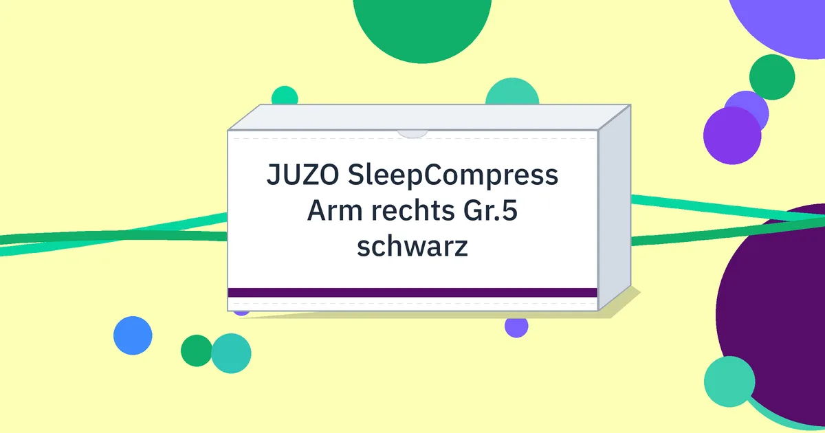 Symbolbild: Packung mit der Aufschrift JUZO SleepCompress Arm rechts Gr.5 schwarz (PZN 18778094) – Verfügbarkeit und Bezug in Apotheken in Frankfurt am Main