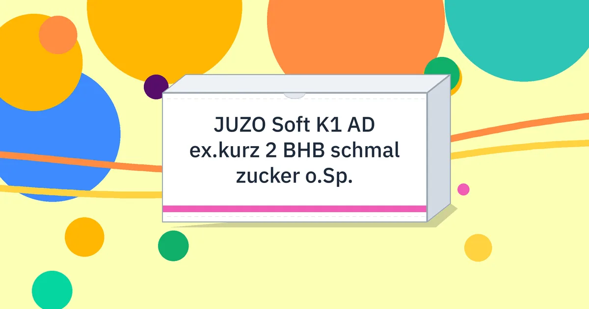 Symbolbild: Packung mit der Aufschrift JUZO Soft K1 AD ex.kurz 2 BHB schmal zucker o.Sp. (PZN 15464082) – Verfügbarkeit und Bezug in Apotheken in Frankfurt am Main