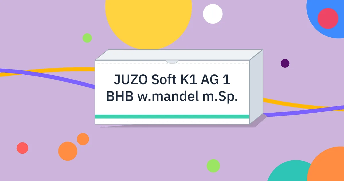 Symbolbild: Packung mit der Aufschrift JUZO Soft K1 AG 1 BHB w.mandel m.Sp. (PZN 14836943) – Verfügbarkeit und Bezug in Apotheken in Frankfurt am Main
