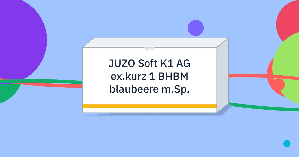 Symbolbild: Packung mit der Aufschrift JUZO Soft K1 AG ex.kurz 1 BHBM blaubeere m.Sp. (PZN 14856383) – Verfügbarkeit und Bezug in Apotheken in Frankfurt am Main