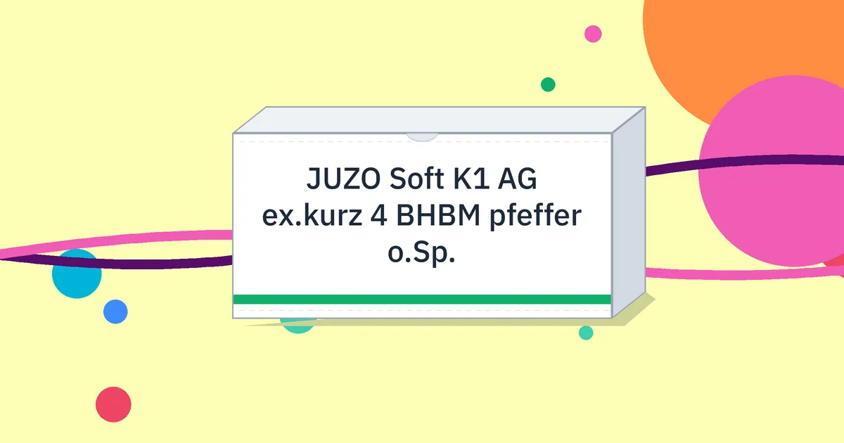 Symbolbild: Packung mit der Aufschrift JUZO Soft K1 AG ex.kurz 4 BHBM pfeffer o.Sp. (PZN 14858146) – Verfügbarkeit und Bezug in Apotheken in Frankfurt am Main