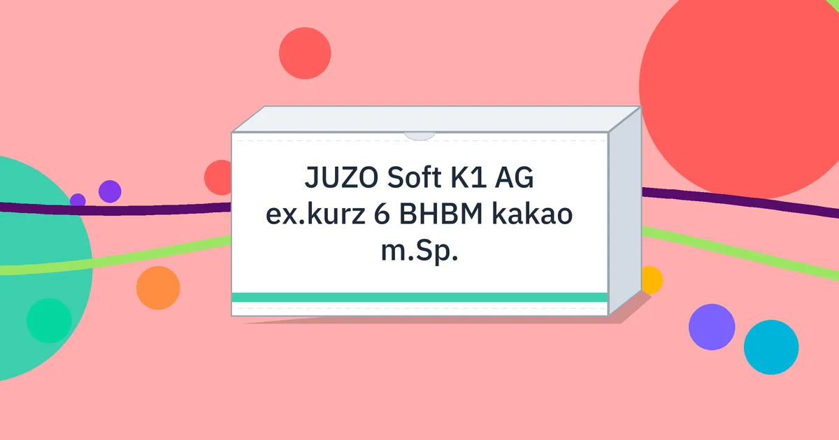 Symbolbild: Packung mit der Aufschrift JUZO Soft K1 AG ex.kurz 6 BHBM kakao m.Sp. (PZN 14856673) – Verfügbarkeit und Bezug in Apotheken in Frankfurt am Main