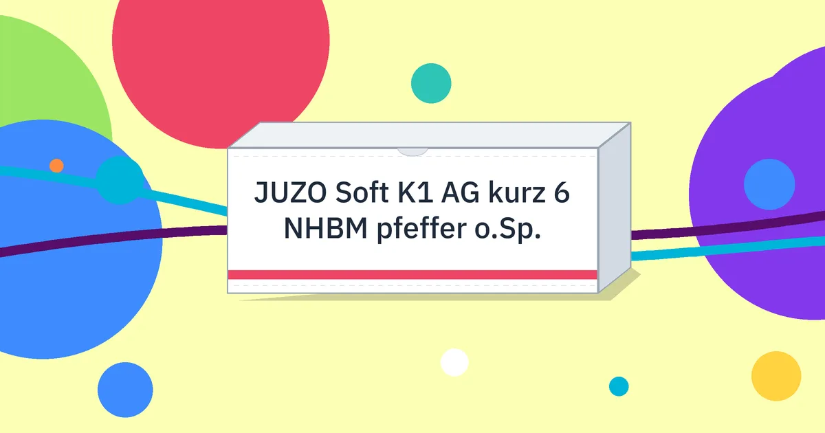 Symbolbild: Packung mit der Aufschrift JUZO Soft K1 AG kurz 6 NHBM pfeffer o.Sp. (PZN 14996718) – Verfügbarkeit und Bezug in Apotheken in Frankfurt am Main