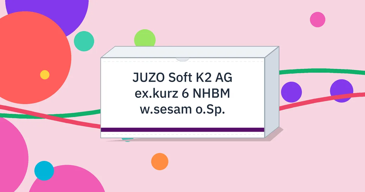 Symbolbild: Packung mit der Aufschrift JUZO Soft K2 AG ex.kurz 6 NHBM w.sesam o.Sp. (PZN 15022906) – Verfügbarkeit und Bezug in Apotheken in Frankfurt am Main