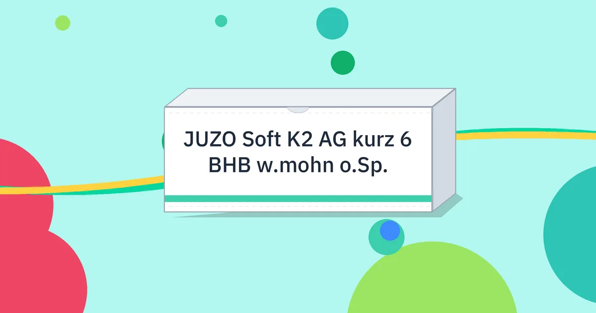Symbolbild: Packung mit der Aufschrift JUZO Soft K2 AG kurz 6 BHB w.mohn o.Sp. (PZN 14843009) – Verfügbarkeit und Bezug in Apotheken in Frankfurt am Main