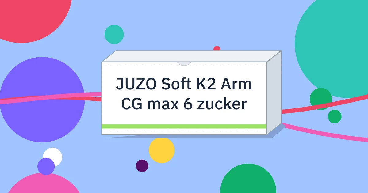 Symbolbild: Packung mit der Aufschrift JUZO Soft K2 Arm CG max 6 zucker (PZN 15513716) – Verfügbarkeit und Bezug in Apotheken in Frankfurt am Main