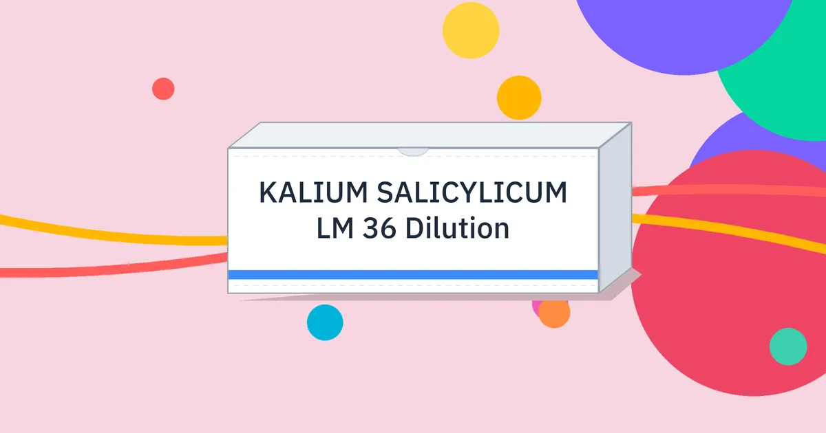 Symbolbild: Packung mit der Aufschrift KALIUM SALICYLICUM LM 36 Dilution (PZN 12925654) – Verfügbarkeit und Bezug in Apotheken in Frankfurt am Main