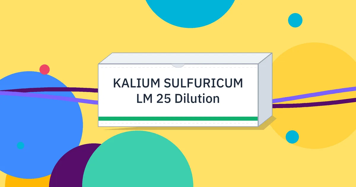 Symbolbild: Packung mit der Aufschrift KALIUM SULFURICUM LM 25 Dilution (PZN 12926458) – Verfügbarkeit und Bezug in Apotheken in Frankfurt am Main