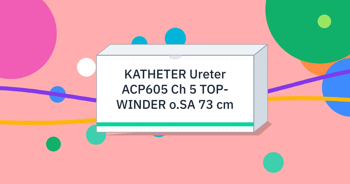Symbolbild: Packung mit der Aufschrift KATHETER Ureter ACP605 Ch 5 TOP-WINDER o.SA 73 cm (PZN 00752763) – Verfügbarkeit und Bezug in Apotheken in Frankfurt am Main