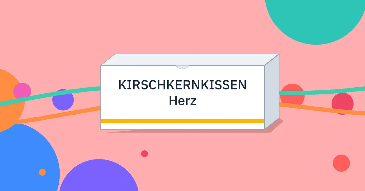 Symbolbild: Packung mit der Aufschrift KIRSCHKERNKISSEN Herz (PZN 09291312) – Verfügbarkeit und Bezug in Apotheken in Frankfurt am Main