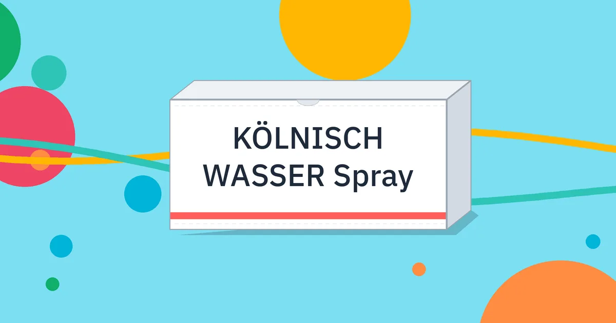 Symbolbild: Packung mit der Aufschrift KÖLNISCH WASSER Spray (PZN 16797638) – Verfügbarkeit und Bezug in Apotheken in Frankfurt am Main