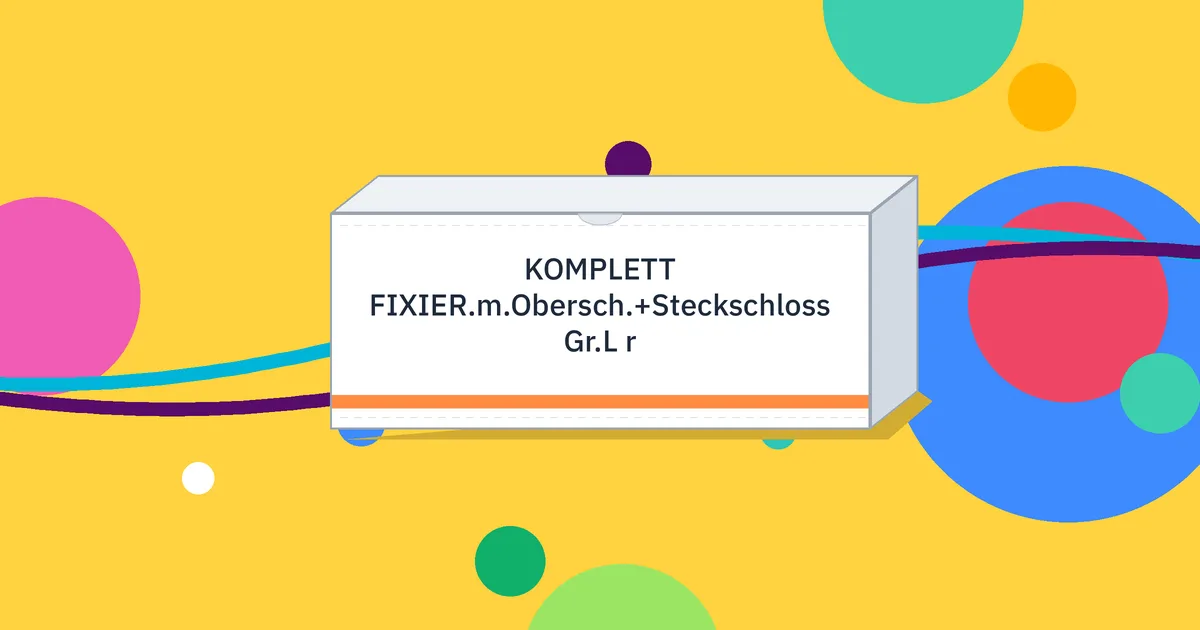 Symbolbild: Packung mit der Aufschrift KOMPLETT FIXIER.m.Obersch.+Steckschloss Gr.L r (PZN 11574141) – Verfügbarkeit und Bezug in Apotheken in Frankfurt am Main