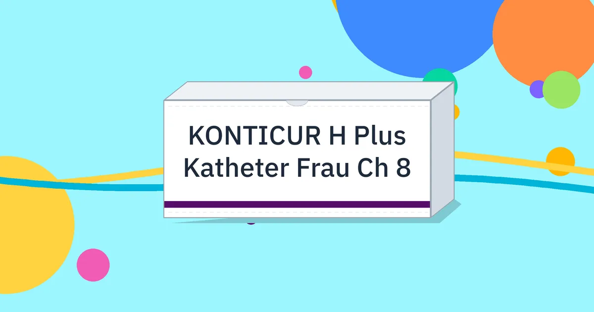 Symbolbild: Packung mit der Aufschrift KONTICUR H Plus Katheter Frau Ch 8 (PZN 10099494) – Verfügbarkeit und Bezug in Apotheken in Frankfurt am Main