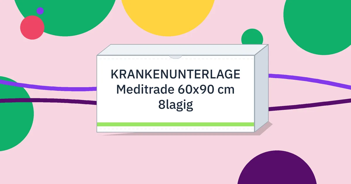 Symbolbild: Packung mit der Aufschrift KRANKENUNTERLAGE Meditrade 60x90 cm 8lagig (PZN 00560331) – Verfügbarkeit und Bezug in Apotheken in Frankfurt am Main