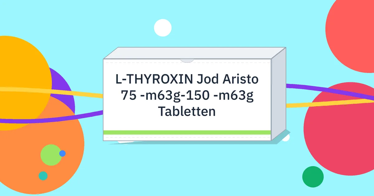 Symbolbild: Packung mit der Aufschrift L-THYROXIN Jod Aristo 75 -m63g-150 -m63g Tabletten (PZN 03419484) – Verfügbarkeit und Bezug in Apotheken in Frankfurt am Main