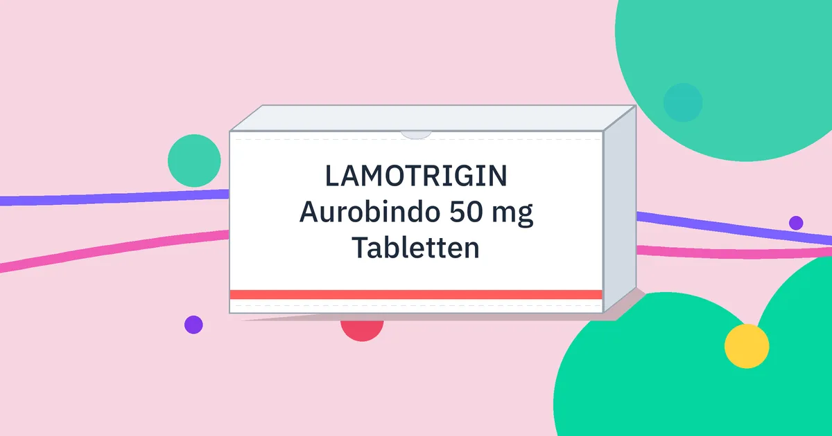 Symbolbild: Packung mit der Aufschrift LAMOTRIGIN Aurobindo 50 mg Tabletten (PZN 07712778) – Verfügbarkeit und Bezug in Apotheken in Frankfurt am Main