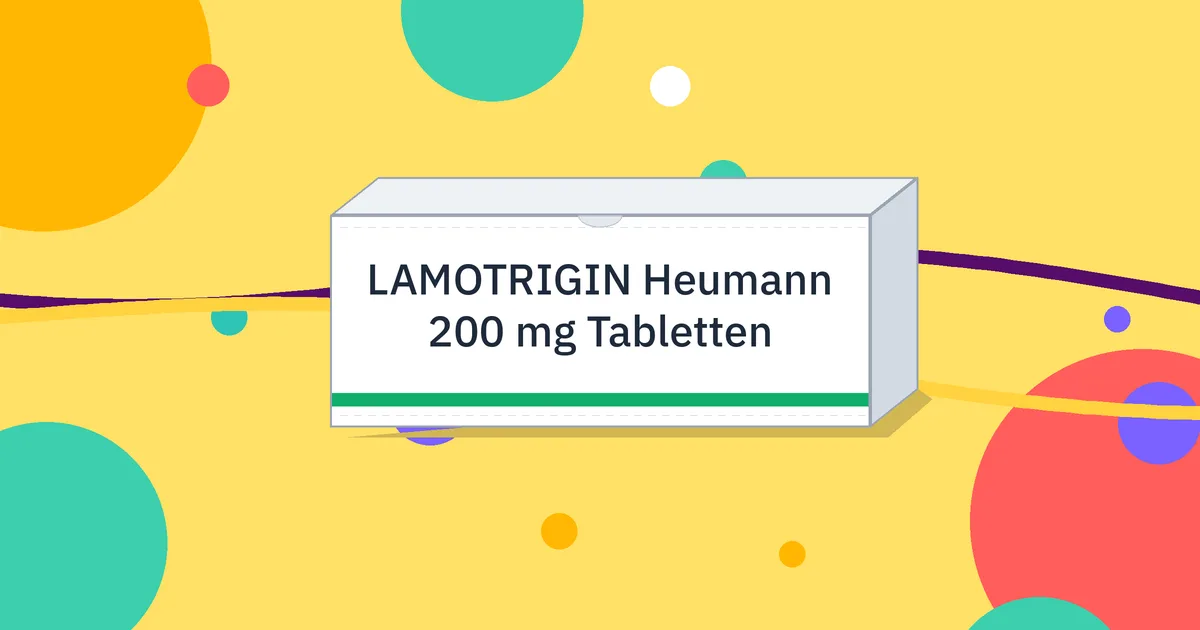 Symbolbild: Packung mit der Aufschrift LAMOTRIGIN Heumann 200 mg Tabletten (PZN 03890299) – Verfügbarkeit und Bezug in Apotheken in Frankfurt am Main