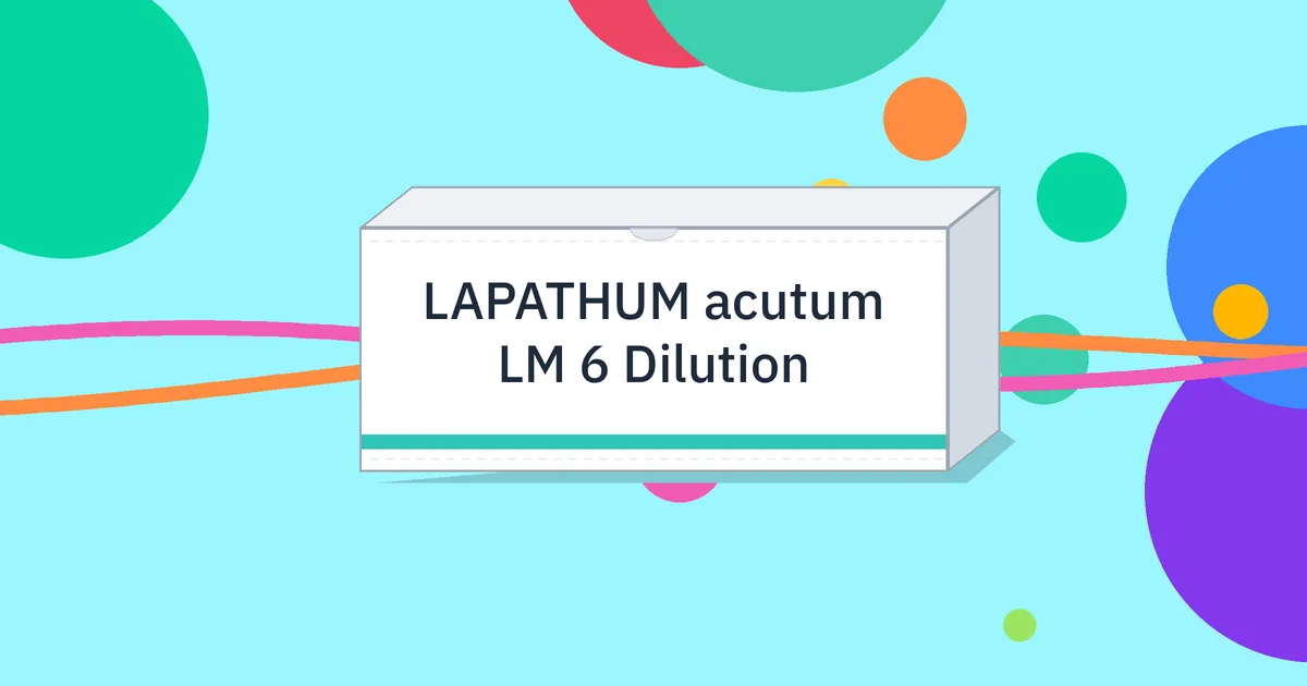Symbolbild: Packung mit der Aufschrift LAPATHUM acutum LM 6 Dilution (PZN 13522616) – Verfügbarkeit und Bezug in Apotheken in Frankfurt am Main