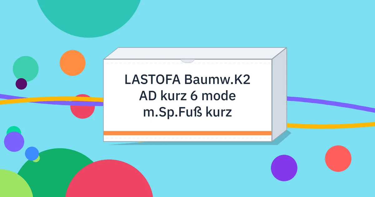 Symbolbild: Packung mit der Aufschrift LASTOFA Baumw.K2 AD kurz 6 mode m.Sp.Fuß kurz (PZN 01945613) – Verfügbarkeit und Bezug in Apotheken in Frankfurt am Main