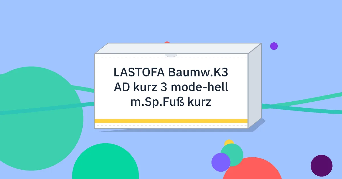 Symbolbild: Packung mit der Aufschrift LASTOFA Baumw.K3 AD kurz 3 mode-hell m.Sp.Fuß kurz (PZN 01953535) – Verfügbarkeit und Bezug in Apotheken in Frankfurt am Main