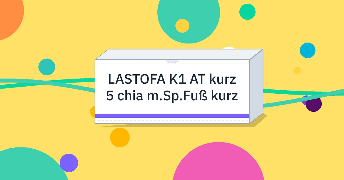 Symbolbild: Packung mit der Aufschrift LASTOFA K1 AT kurz 5 chia m.Sp.Fuß kurz (PZN 13796472) – Verfügbarkeit und Bezug in Apotheken in Frankfurt am Main