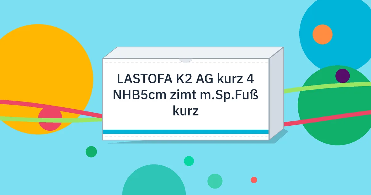Symbolbild: Packung mit der Aufschrift LASTOFA K2 AG kurz 4 NHB5cm zimt m.Sp.Fuß kurz (PZN 13805202) – Verfügbarkeit und Bezug in Apotheken in Frankfurt am Main