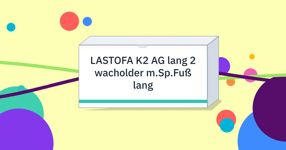 Symbolbild: Packung mit der Aufschrift LASTOFA K2 AG lang 2 wacholder m.Sp.Fuß lang (PZN 13803137) – Verfügbarkeit und Bezug in Apotheken in Frankfurt am Main