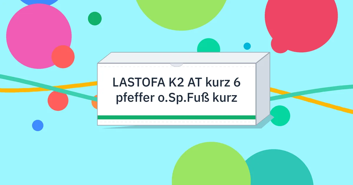 Symbolbild: Packung mit der Aufschrift LASTOFA K2 AT kurz 6 pfeffer o.Sp.Fuß kurz (PZN 13810321) – Verfügbarkeit und Bezug in Apotheken in Frankfurt am Main