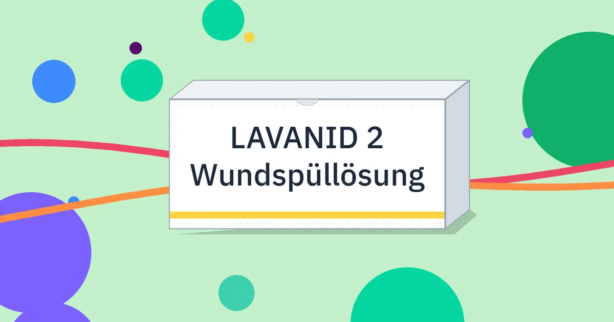 Symbolbild: Packung mit der Aufschrift LAVANID 2 Wundspüllösung (PZN 18669761) – Verfügbarkeit und Bezug in Apotheken in Frankfurt am Main
